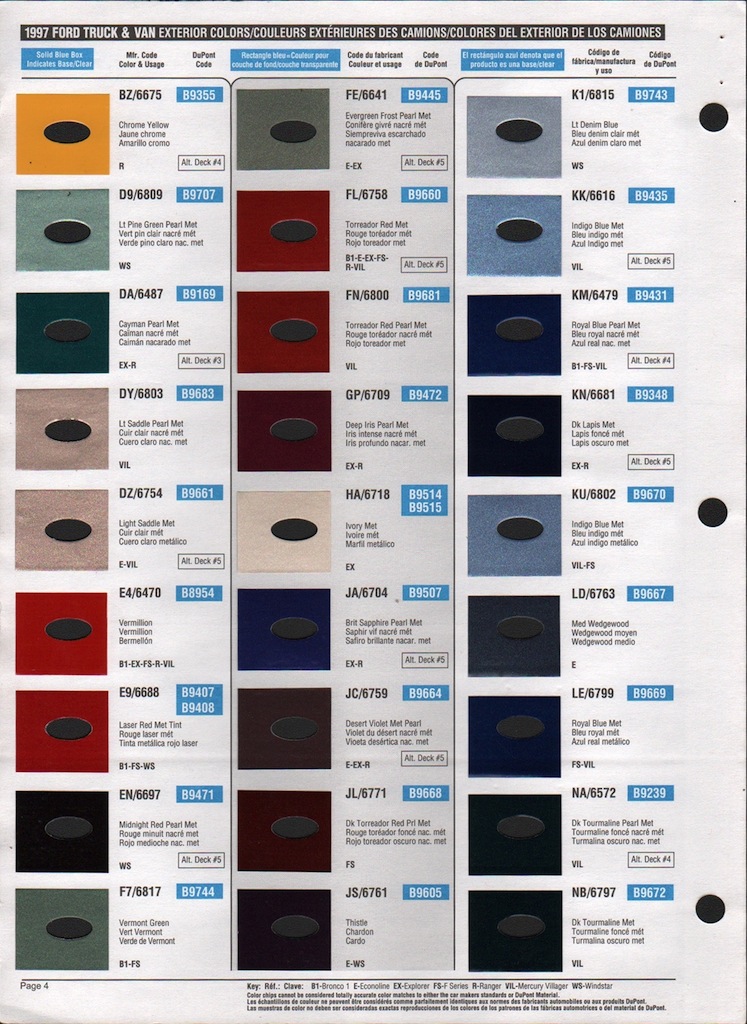 1997 Ford Paint Colors