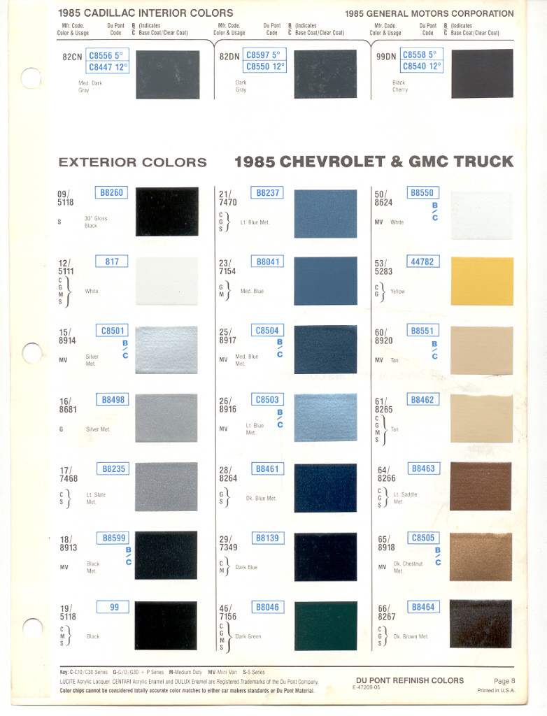Paint Chips 1985 GMC Chevy Truck Paint Chips 1985 GMC Chevy Truck