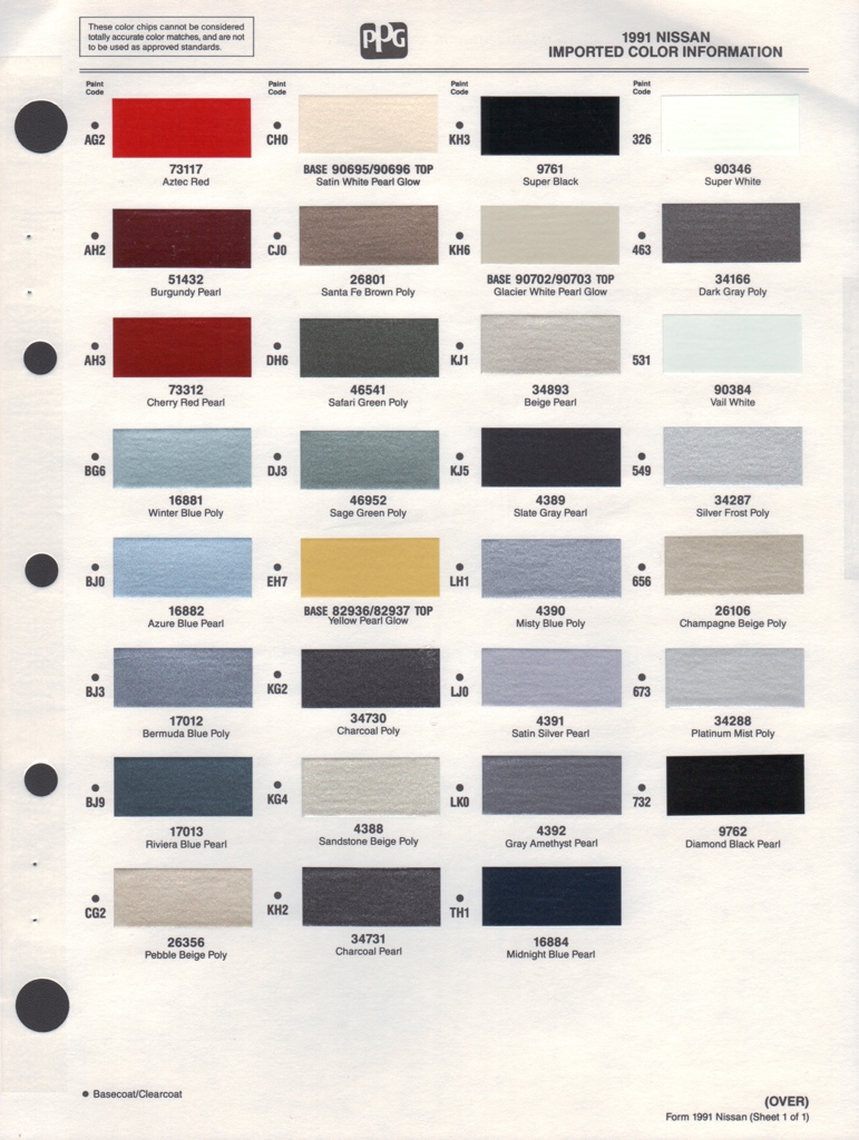 Paint Chips 1991 Nissan 240SX